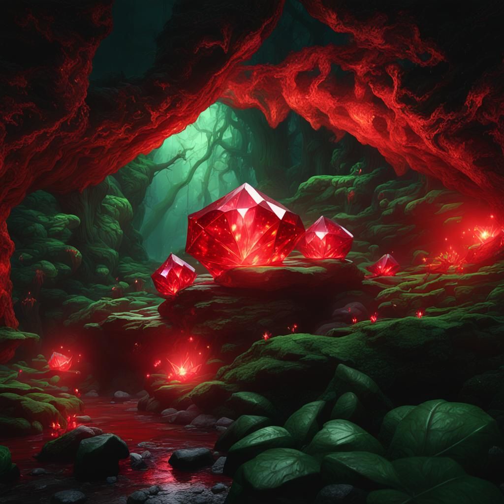 Ruby cave - AI Generated Artwork - NightCafe Creator
