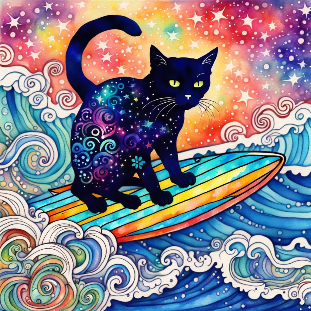 The surfer cat - AI Generated Artwork - NightCafe Creator
