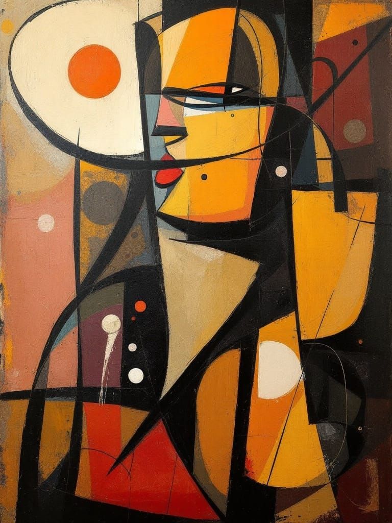 Mid Century Cubism Masterpiece in Warm Earthy Tone... - AI Art