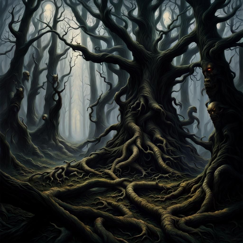 Dark and Twisted Forest - AI Generated Artwork - NightCafe Creator