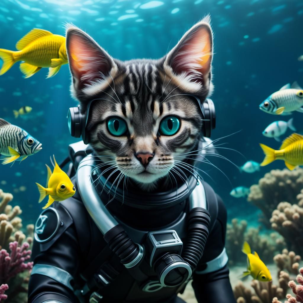 Scuba Cat - AI Generated Artwork - NightCafe Creator