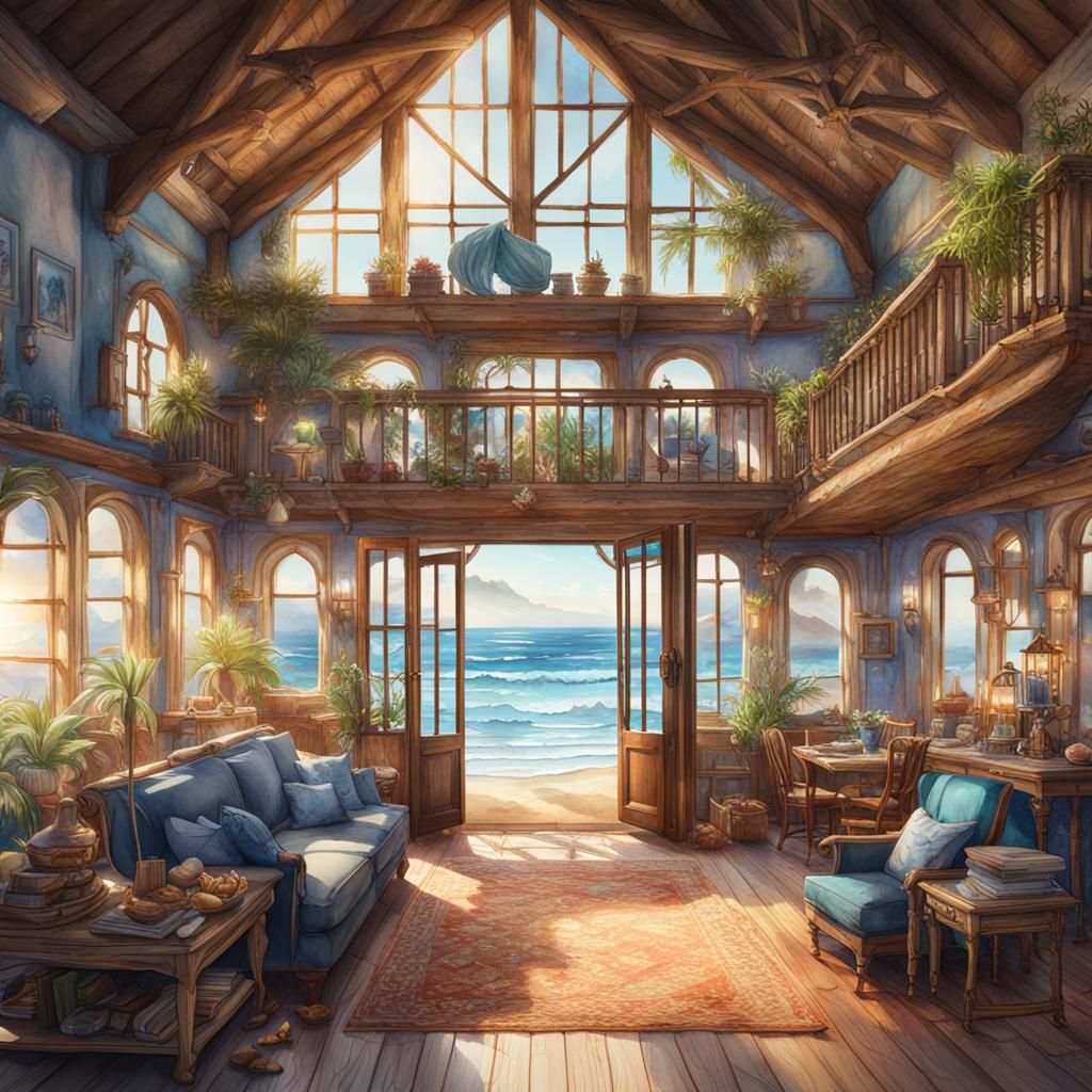 Beach House - AI Generated Artwork - NightCafe Creator