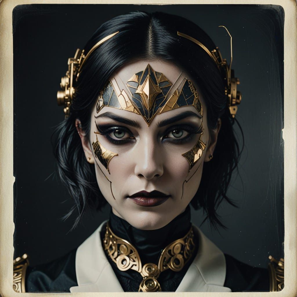 Retro-Futuristic Jester Joker Girl in Cyberpunk Po... - AI Art