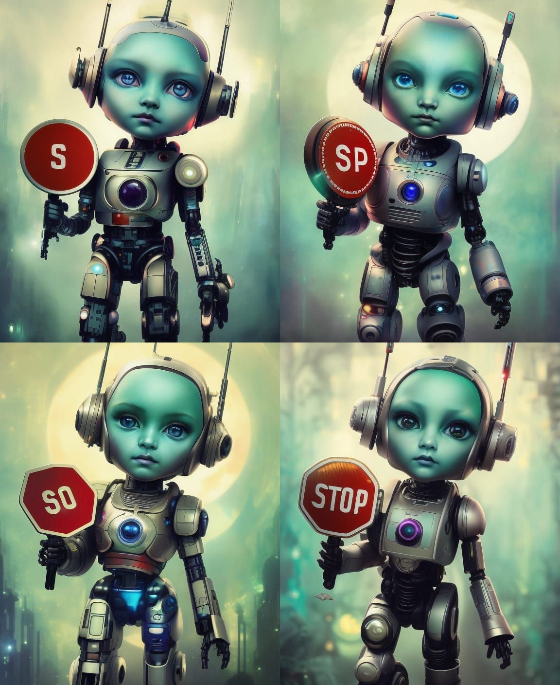 Portrait of Adorable Little " beautiful cute chibi cyber droid robot ...