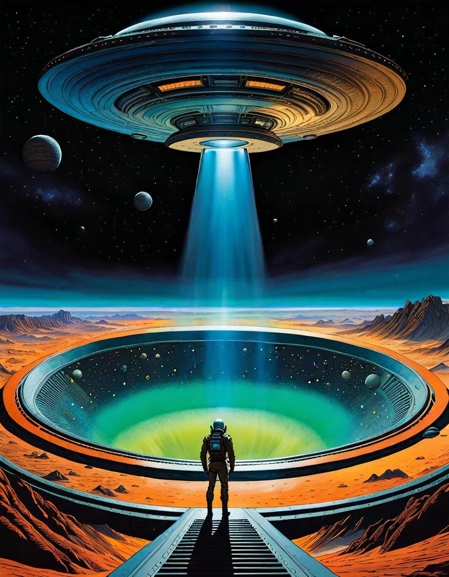 UFO hitch hiking - AI Generated Artwork - NightCafe Creator