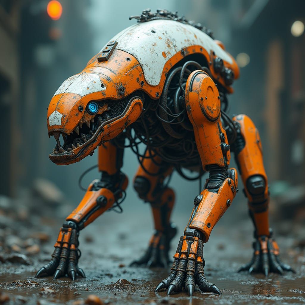 Robotic Mech Beast in Futuristic Industrial Settin... - AI Art