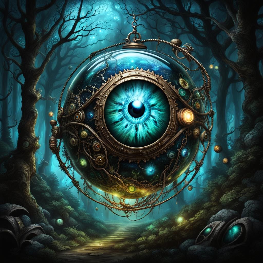 Dark Sinister Fantasy magical eyeball orb steampunk bioluminescence ...