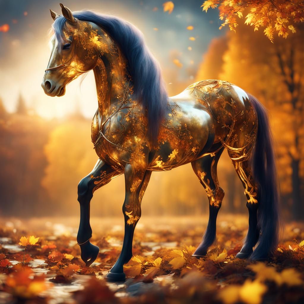 a wild golden shining Fashion Star Fillies horse doll in Double ...