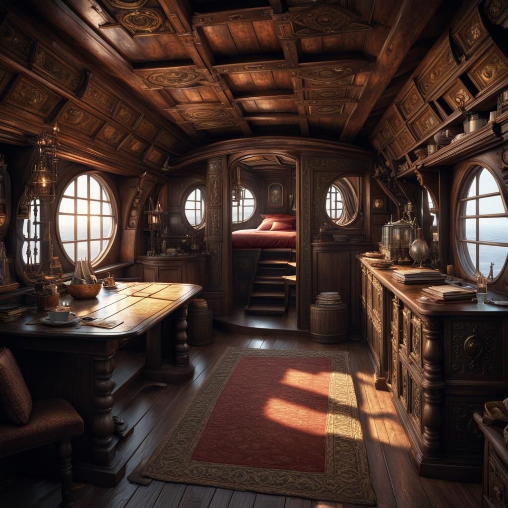 interior ship cabin medieval - AI Generated Artwork - NightCafe Creator
