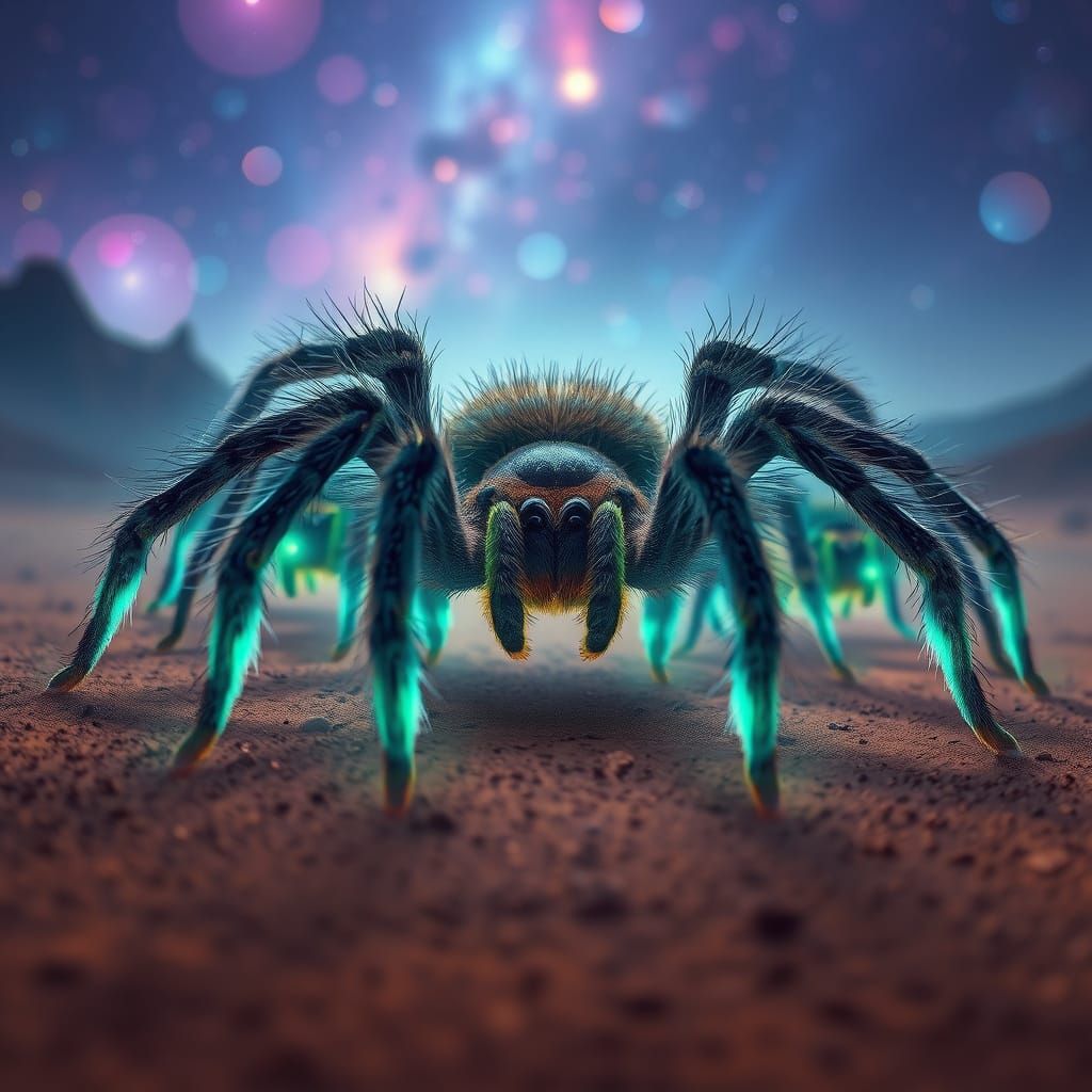 The tarantulas are on the road, Eight fuzzy legs, carry them along
