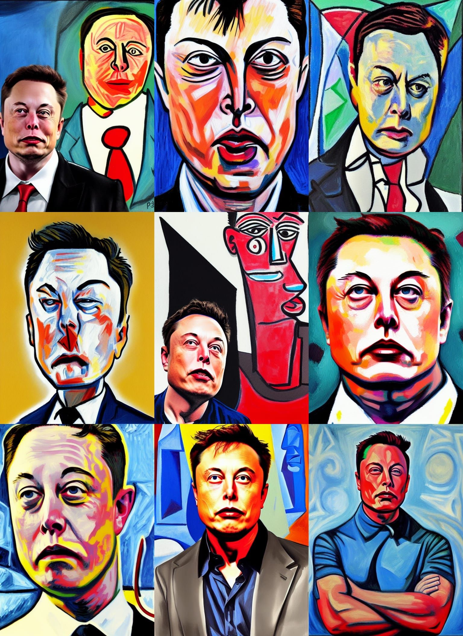 Angry Elon Musk, Painting by Pablo Picasso - AI Generated Artwork ...