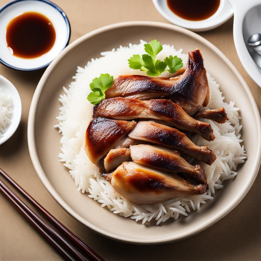 Roasted duck on rice - AI Generated Artwork - NightCafe Creator