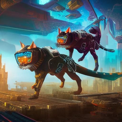 Siamese cats, futuristic, retro tech, new wave, cyber - AI Generated ...
