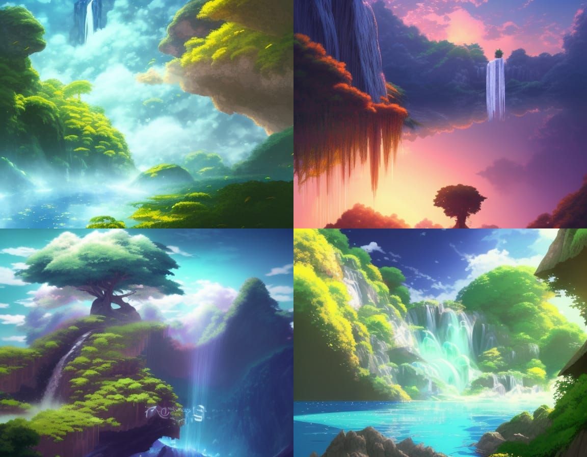 Floating Waterfall Island - AI Generated Artwork - NightCafe Creator