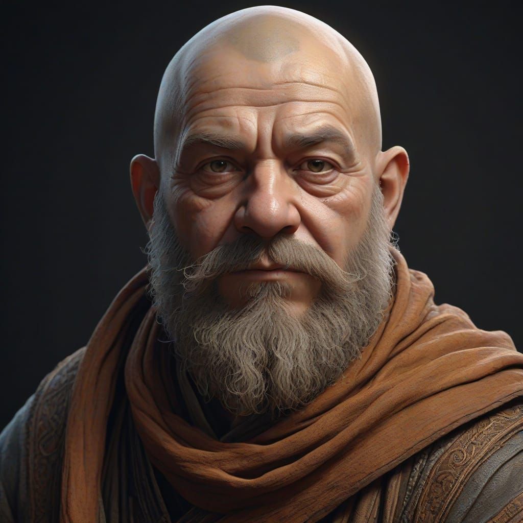 Dwarf Monk - Dwarf Warrior in Traditional Attire with Intric...