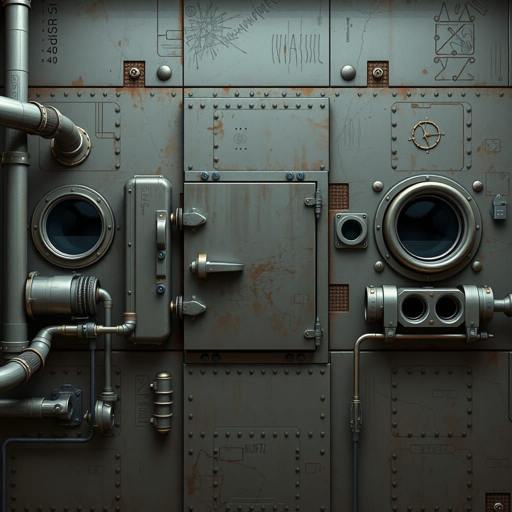 Industrial Submarine Wall Texture in Realistic 8K ... - AI Art