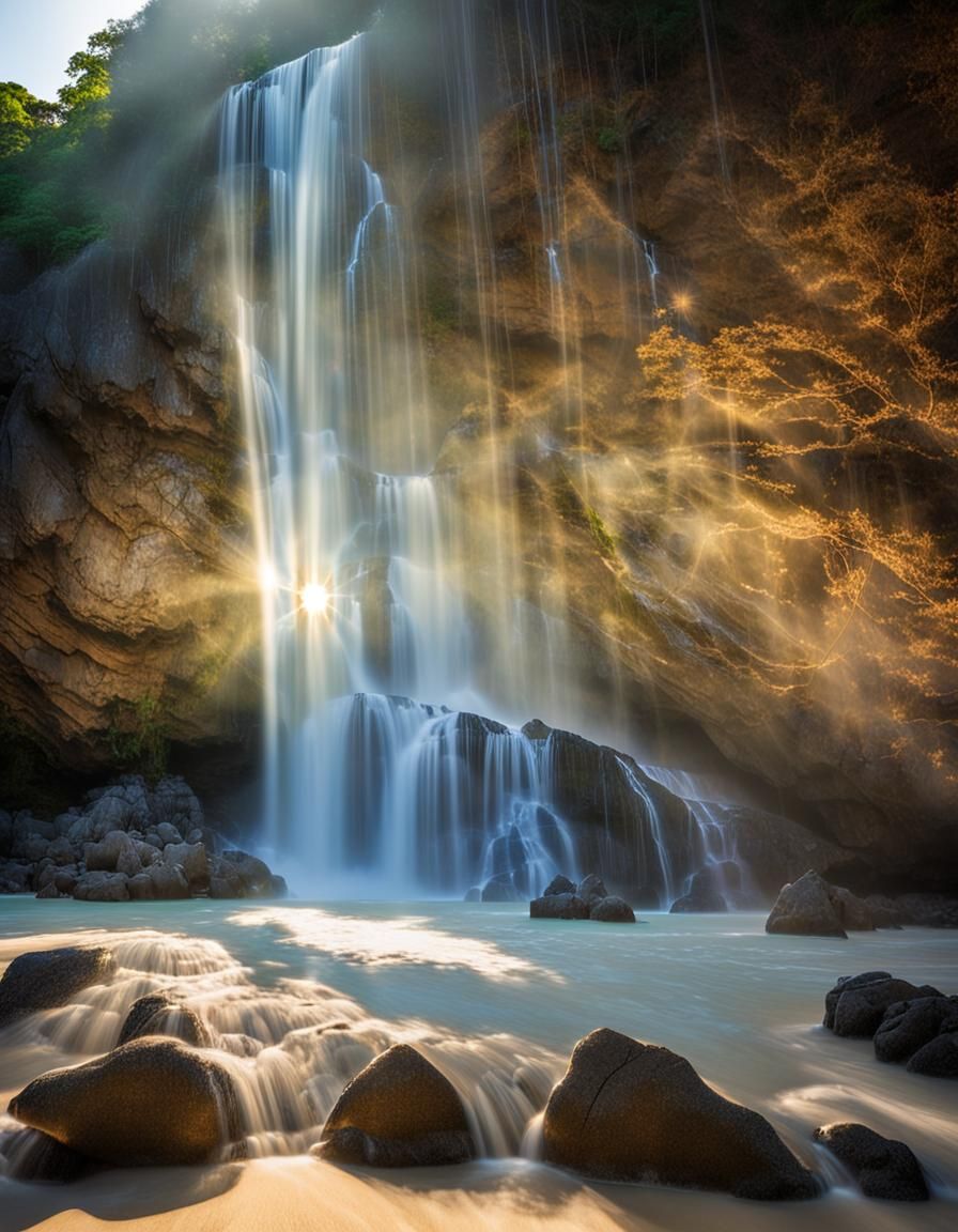 Waterfall - AI Generated Artwork - NightCafe Creator