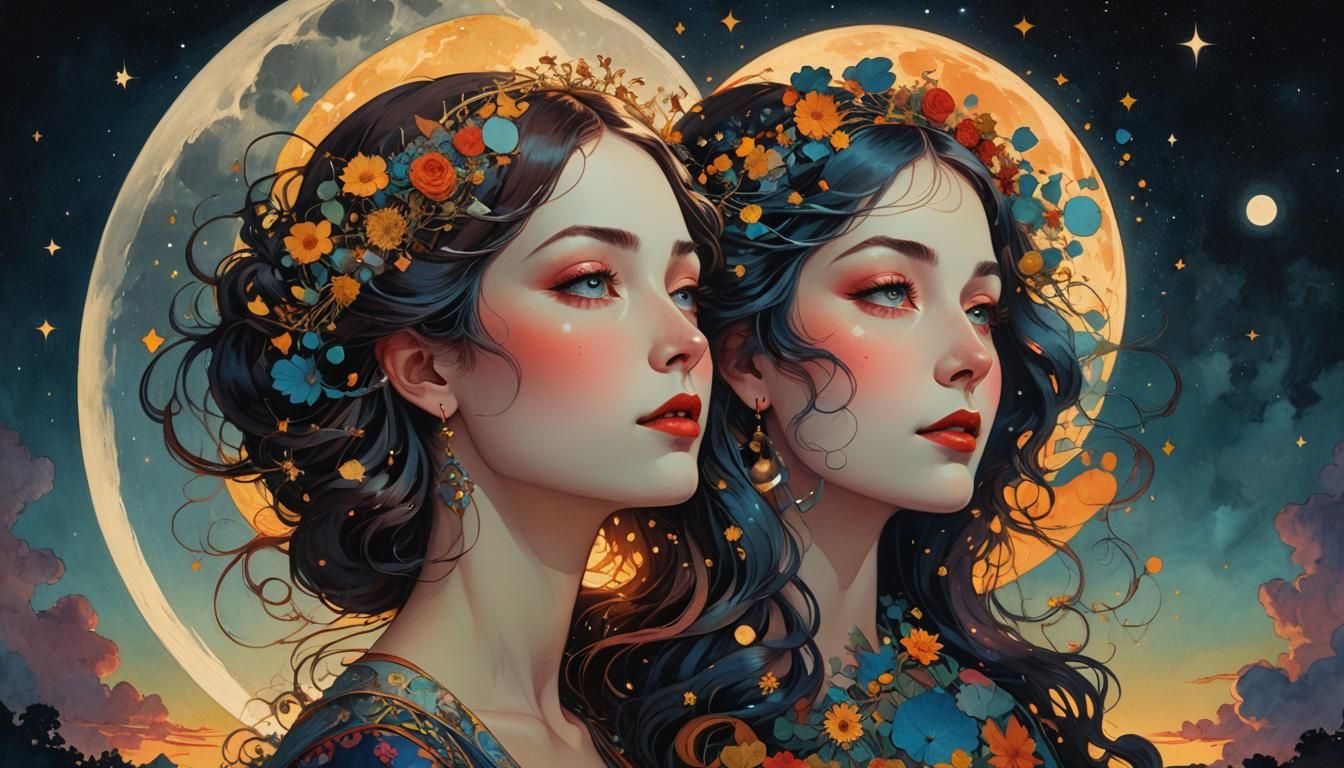 Sun and Moon portrait - AI Generated Artwork - NightCafe Creator