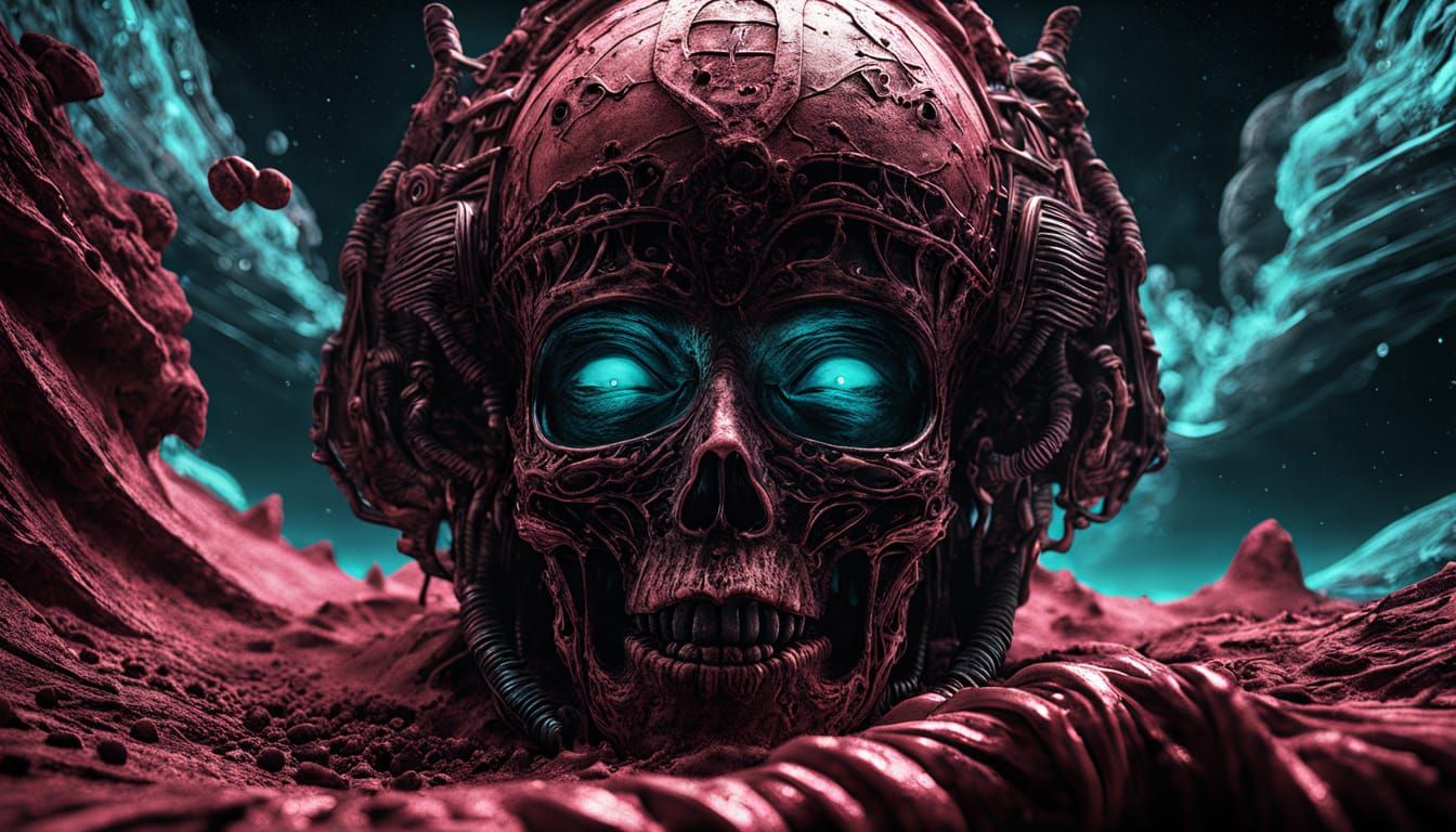 Ethereal Astronaut Trapped in Crimson Vortex - AI Art