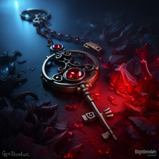 fantasy key with red crystals - AI Generated Artwork - NightCafe Creator