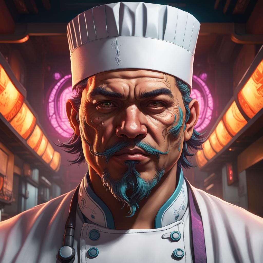 psychotic cyberpunk hibachi hispanic chef - AI Generated Artwork ...