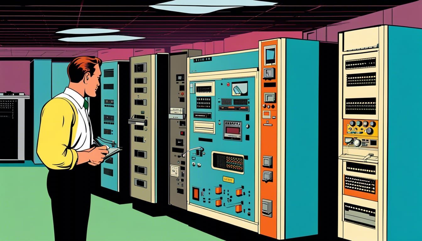 Man working on Mainframe Computer - AI Generated Artwork - NightCafe ...