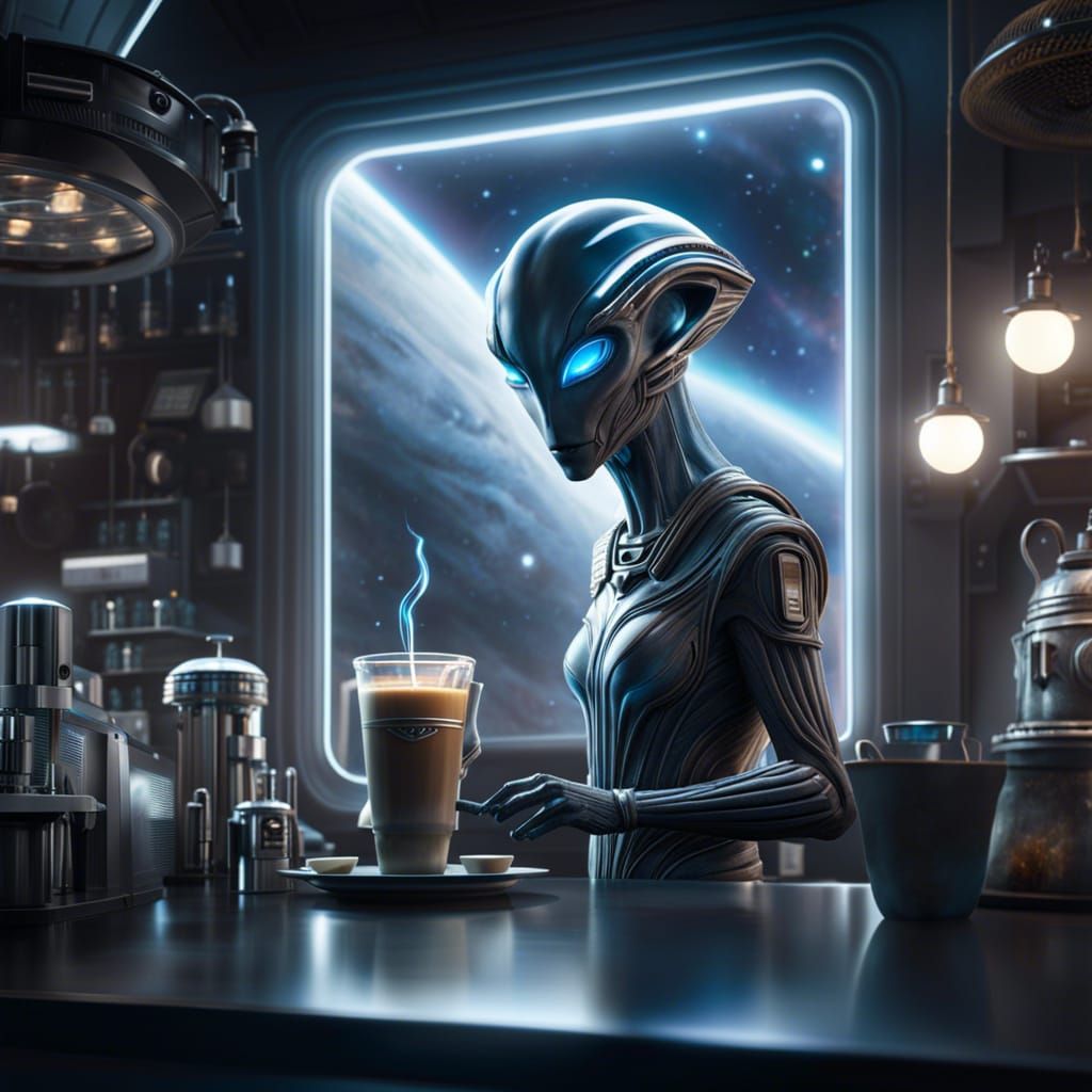 Alien Barista - AI Generated Artwork - NightCafe Creator