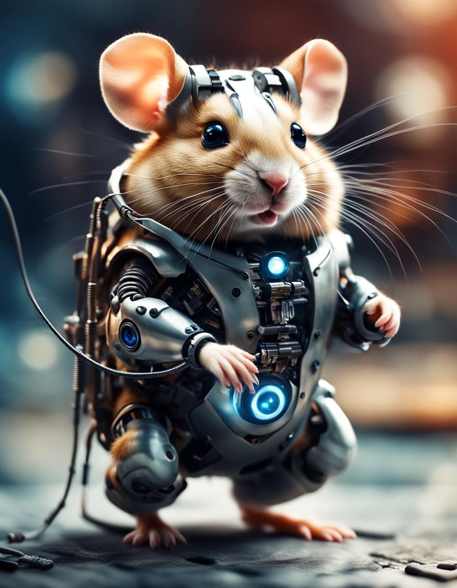 Cyborg Hamster - AI Generated Artwork - NightCafe Creator