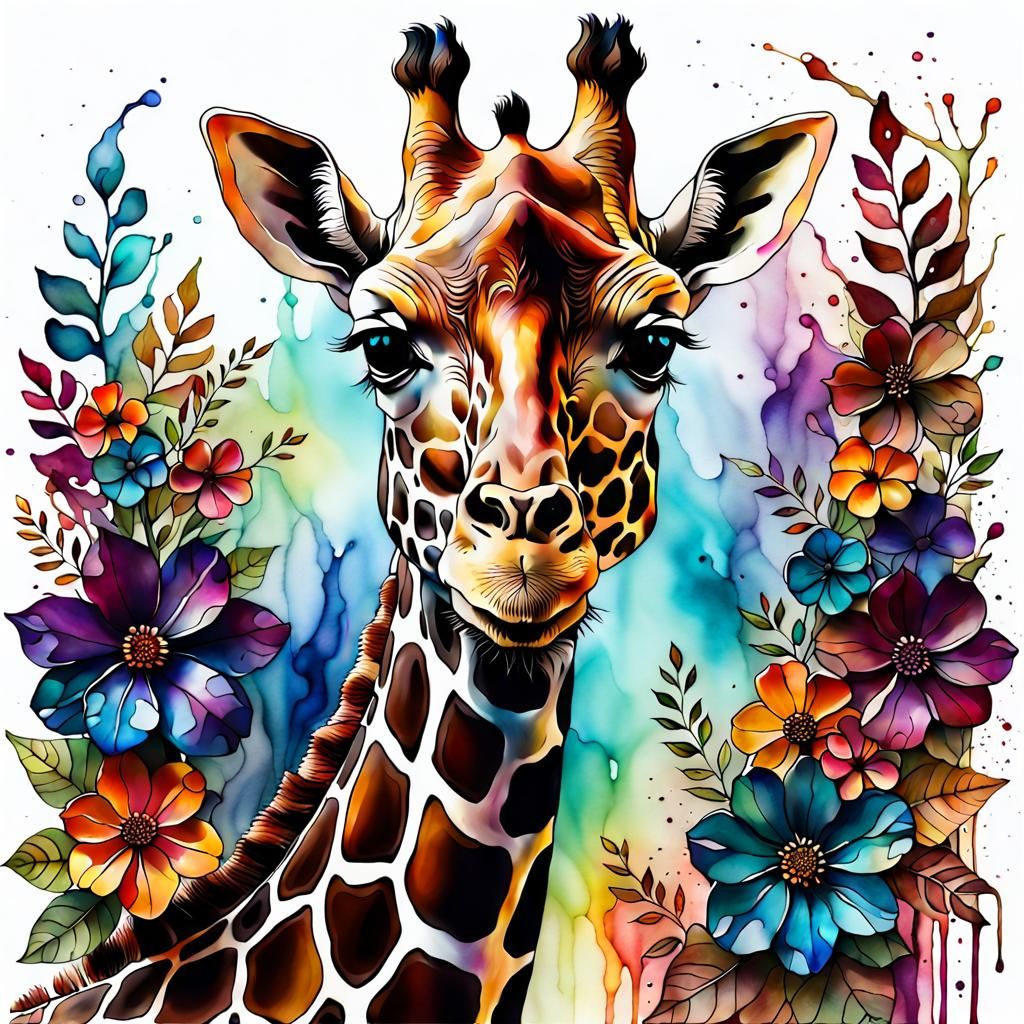 Alcohol Ink Giraffe - AI Generated Artwork - NightCafe Creator