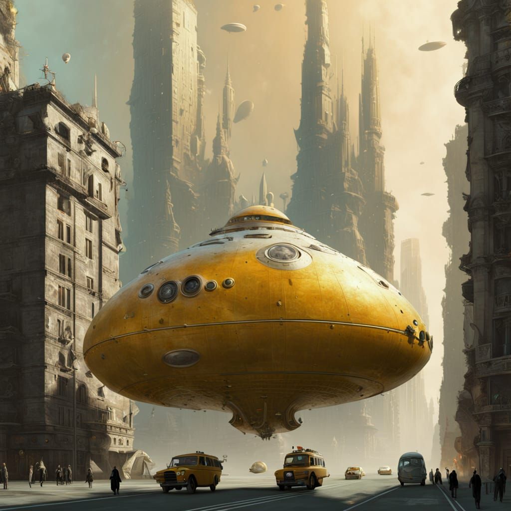 Cosmic Voyager, magnificent spacecraft landing, Fu... - AI Art