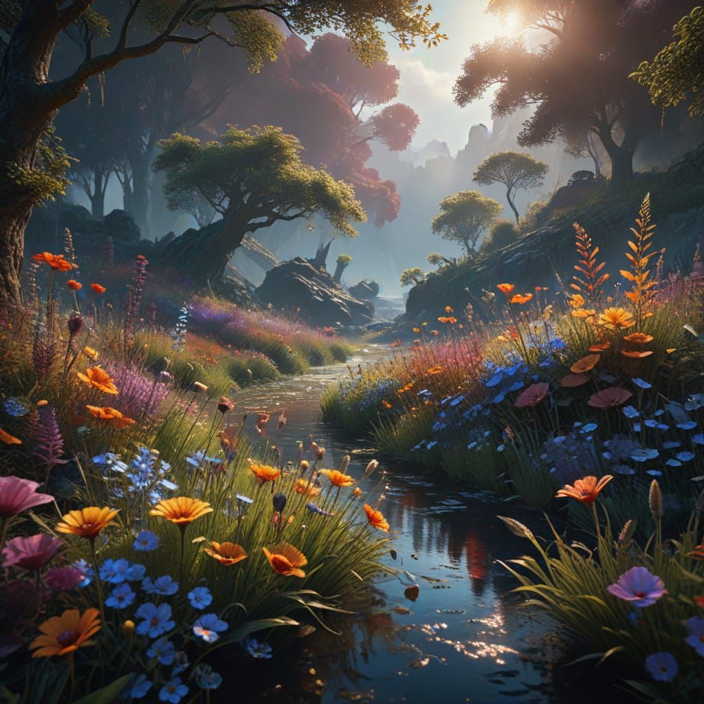 Surreal Summer Dreamscapes in Impressionist Sci-Fi... - AI Art