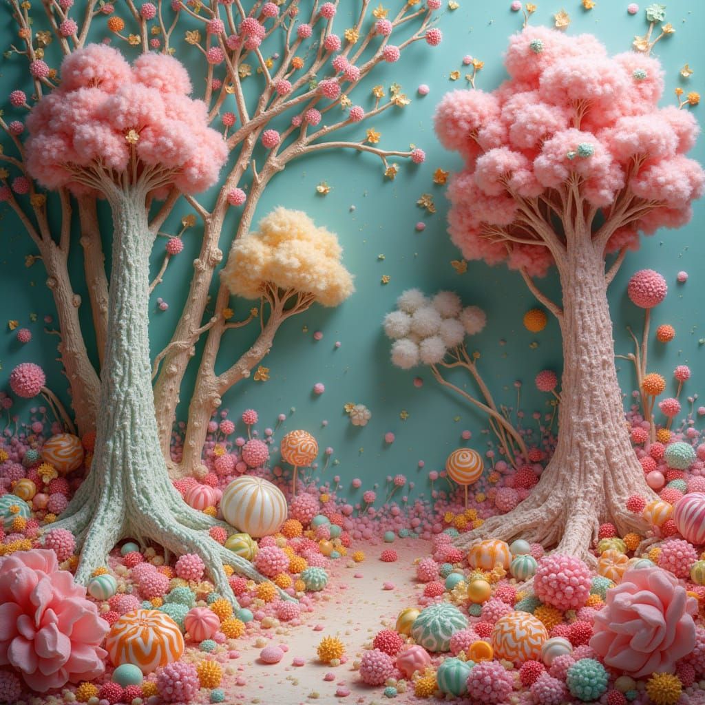 The forest of Candy land - Surreal Candy Land Forest with I...