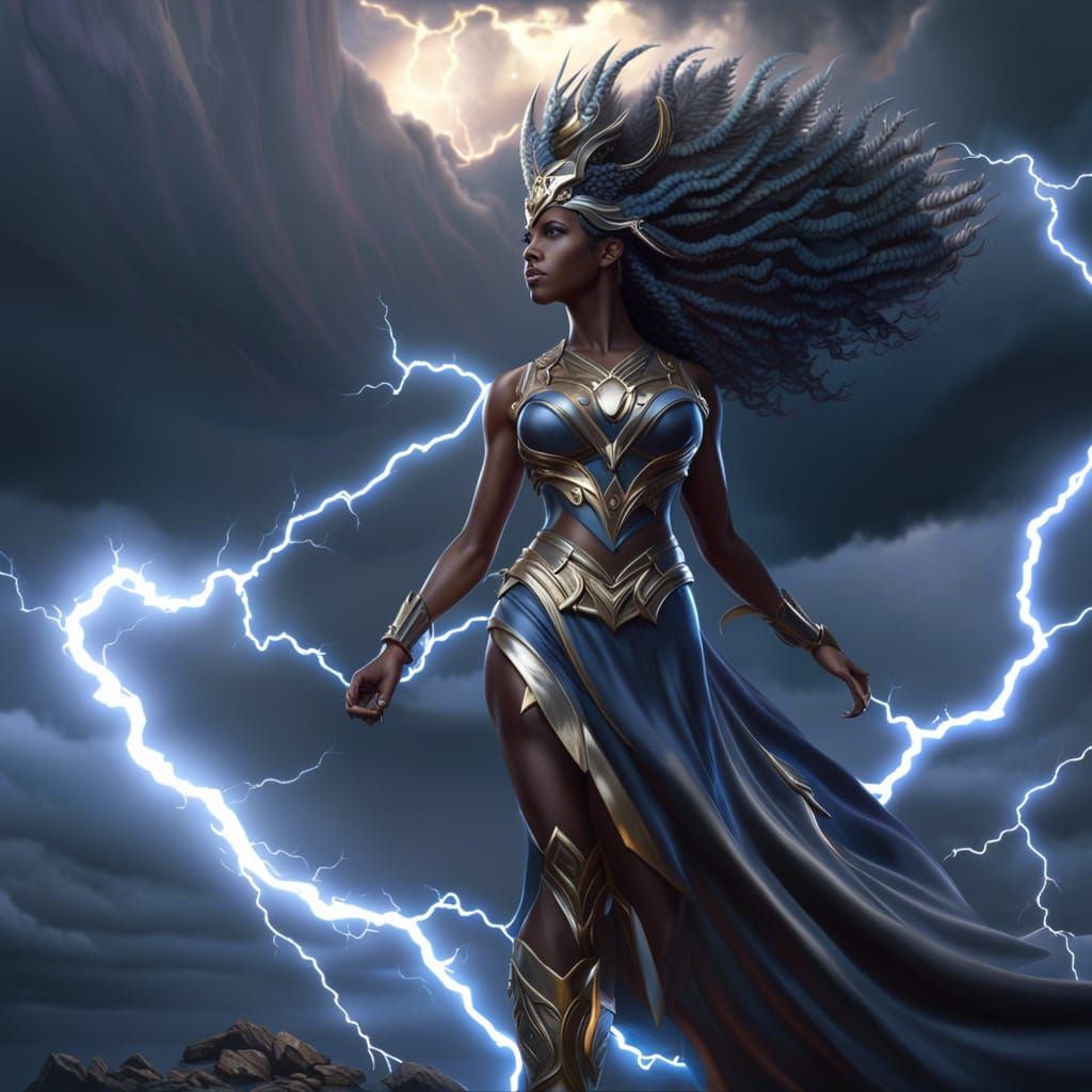 Storm Goddess Calling Down Lightning - AI Generated Artwork - NightCafe ...