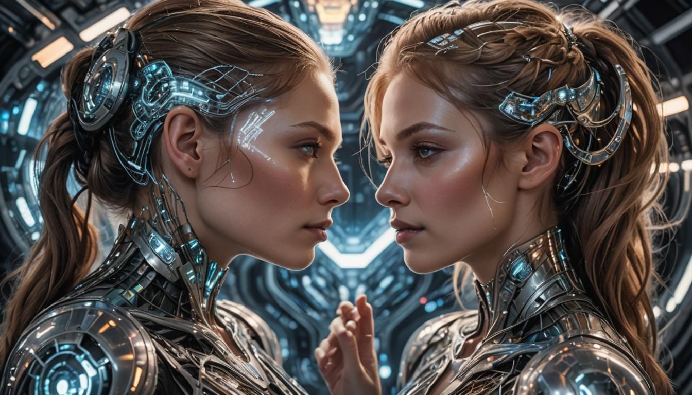 A close up of a female with male entity - AI Generated Artwork ...