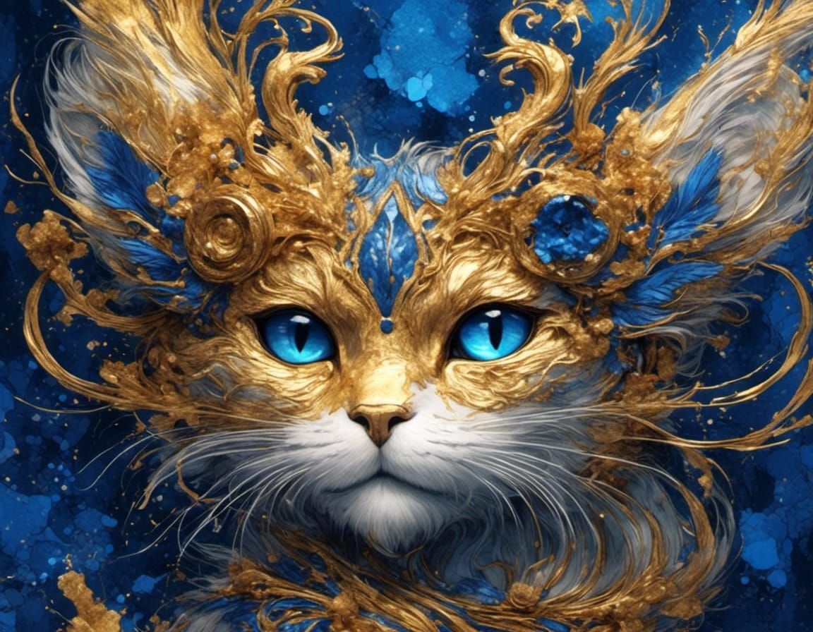 The Cobalt Cat Goddess (Up-close & Purrsonal) - AI Generated Artwork ...