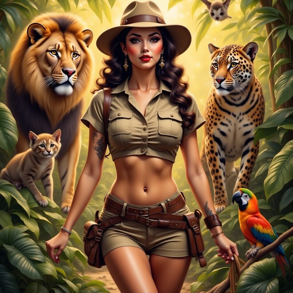Regal Sheena of the Jungle Commands the Wild - AI Art