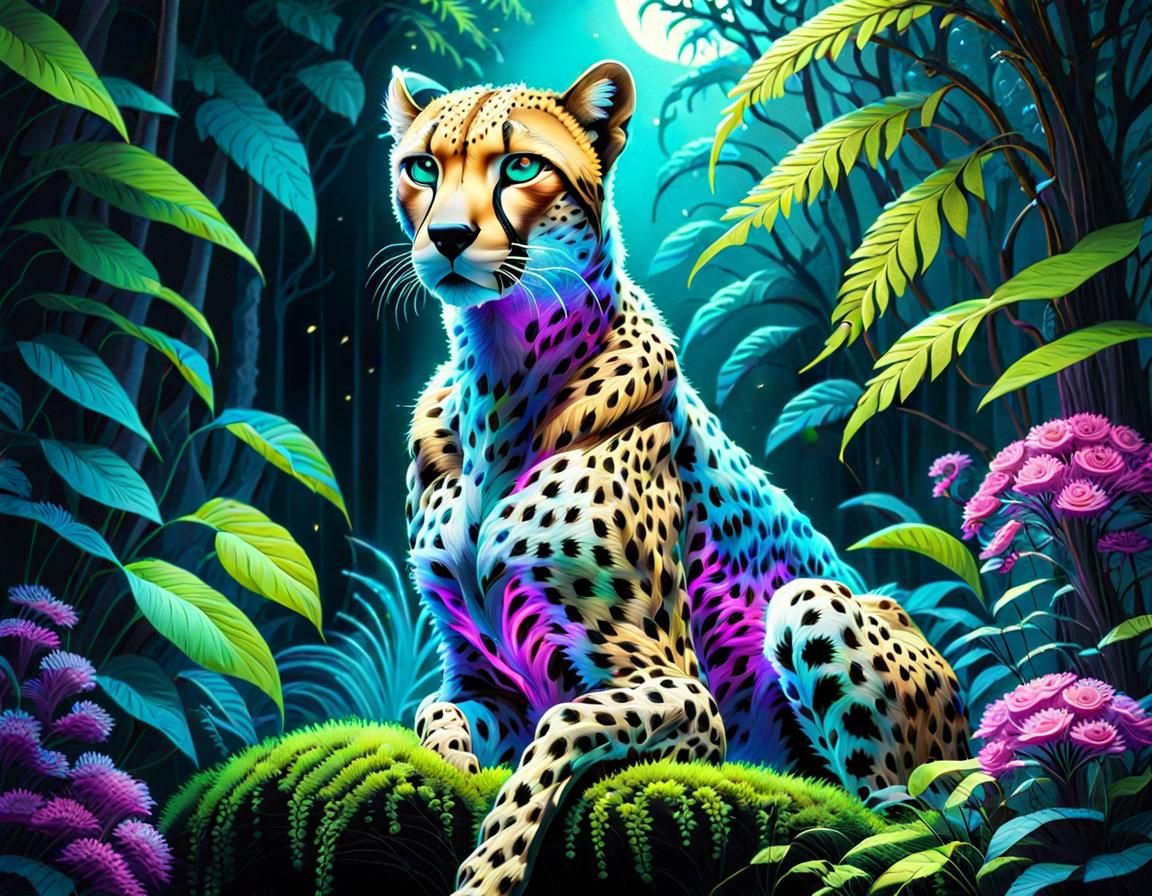 Neon cheetah - AI Generated Artwork - NightCafe Creator