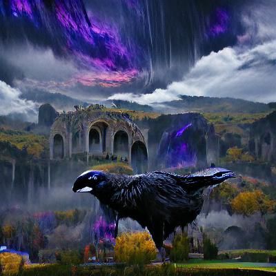 magic raven in front of its kingdom - AI Generated Artwork - NightCafe ...