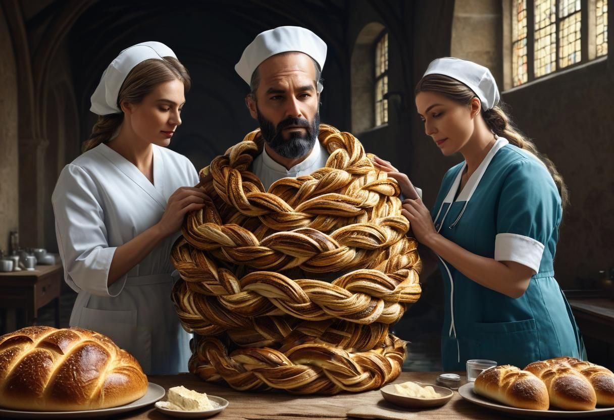 Braided bread straitjacket. 🥖🏥 - AI Generated Artwork - NightCafe Creator