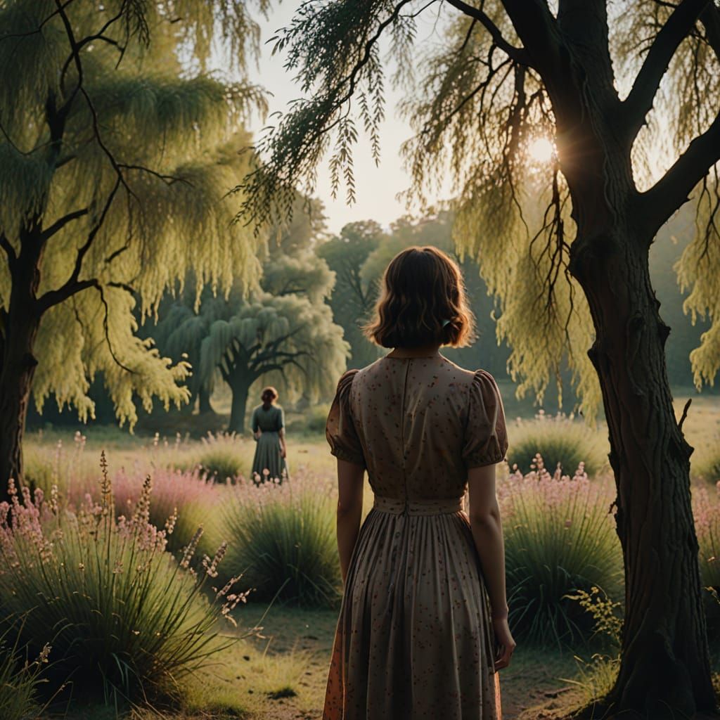 A Young Woman Contemplates a Distant Soldier in a ... - AI Art