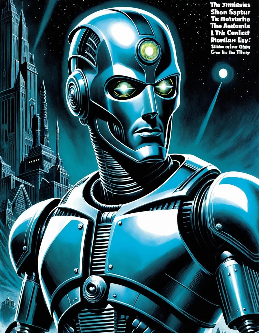 Pulp Magazine Style Robot Art - AI Generated Artwork - NightCafe Creator