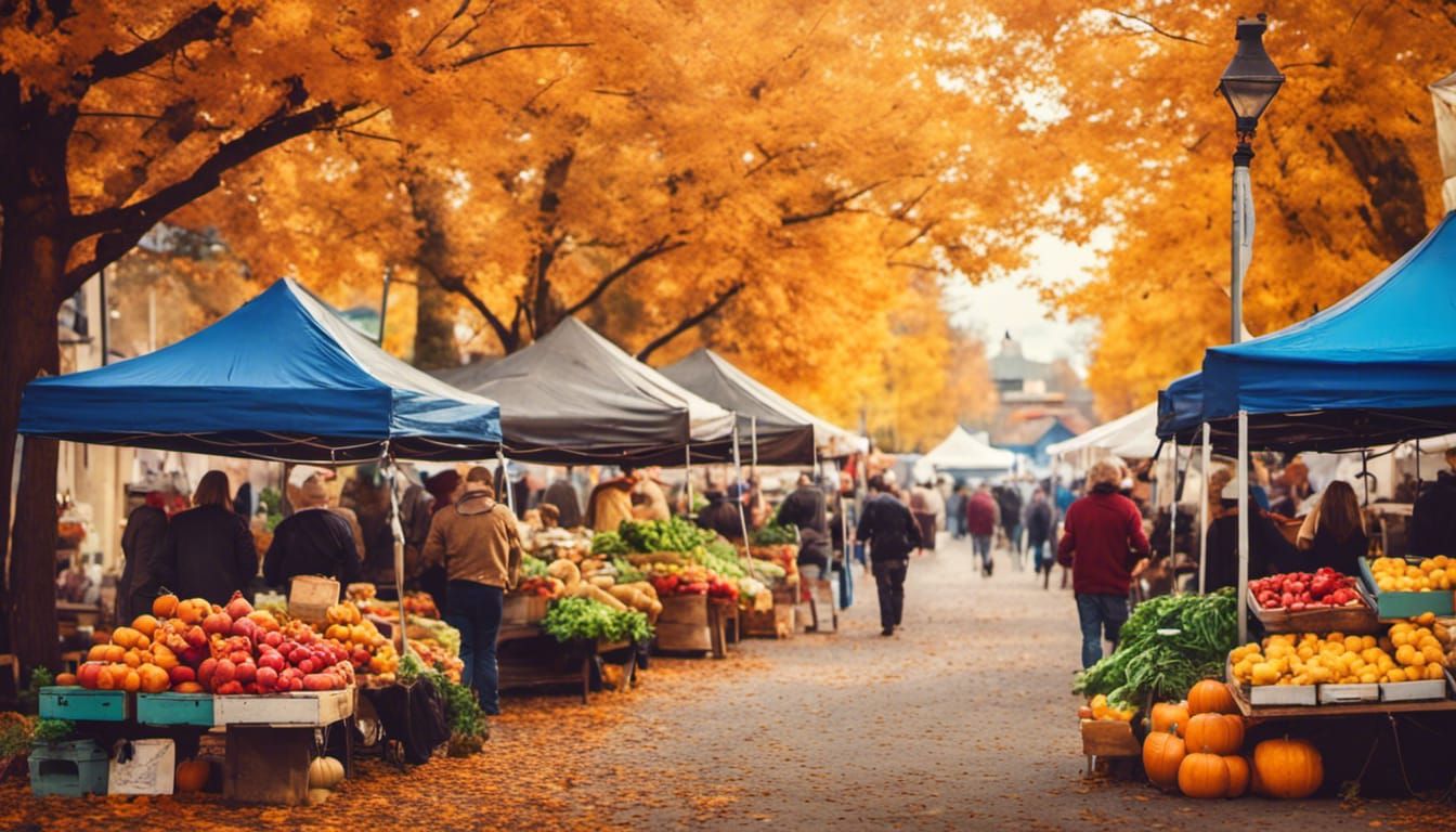 Farmers market in Autumn - AI Generated Artwork - NightCafe Creator