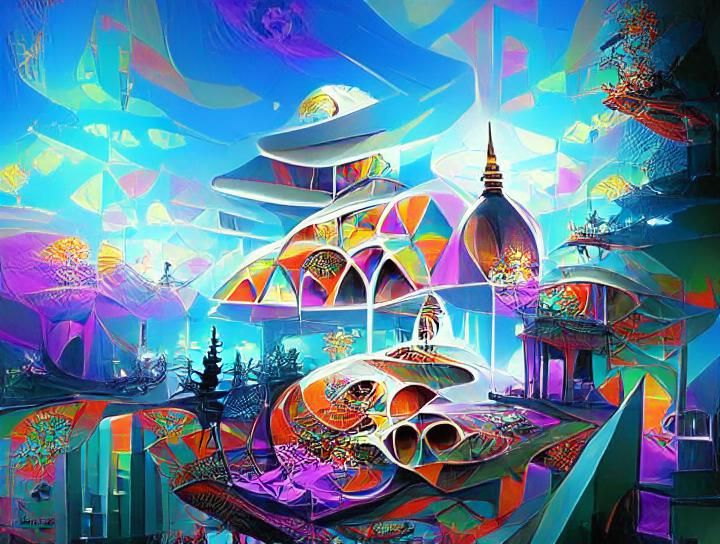 Maximalist Robert McCall space illustration Retro-futurism Decorative ...