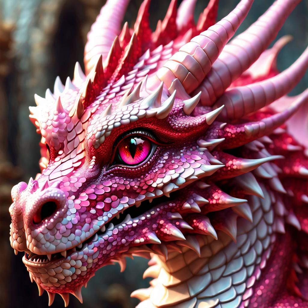 Red & Pink Sparkly Dragon - AI Generated Artwork - NightCafe Creator