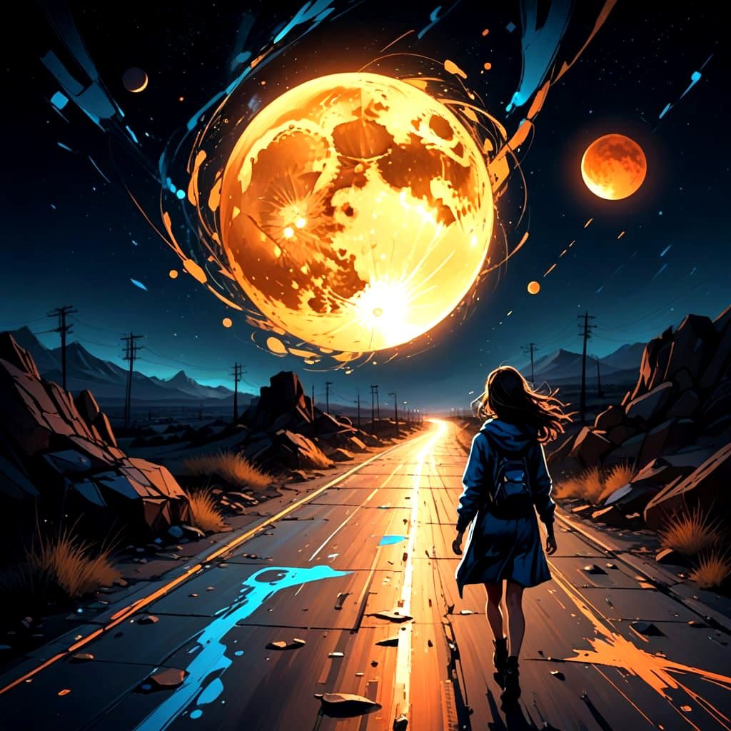 Apocalyptic night time stroll - Cyberpunk Woman Strolls Thr...