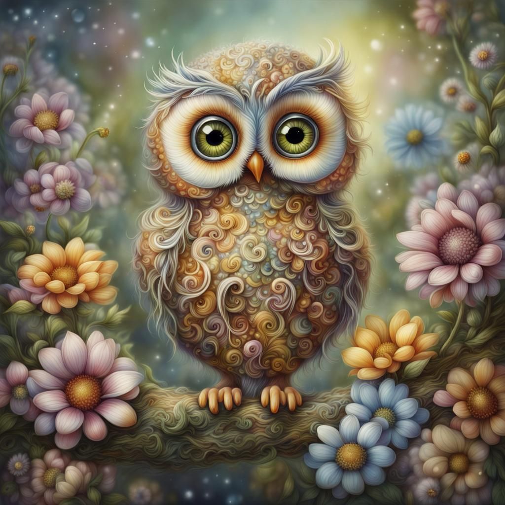 Curly Fluffy Owl - AI Generated Artwork - NightCafe Creator