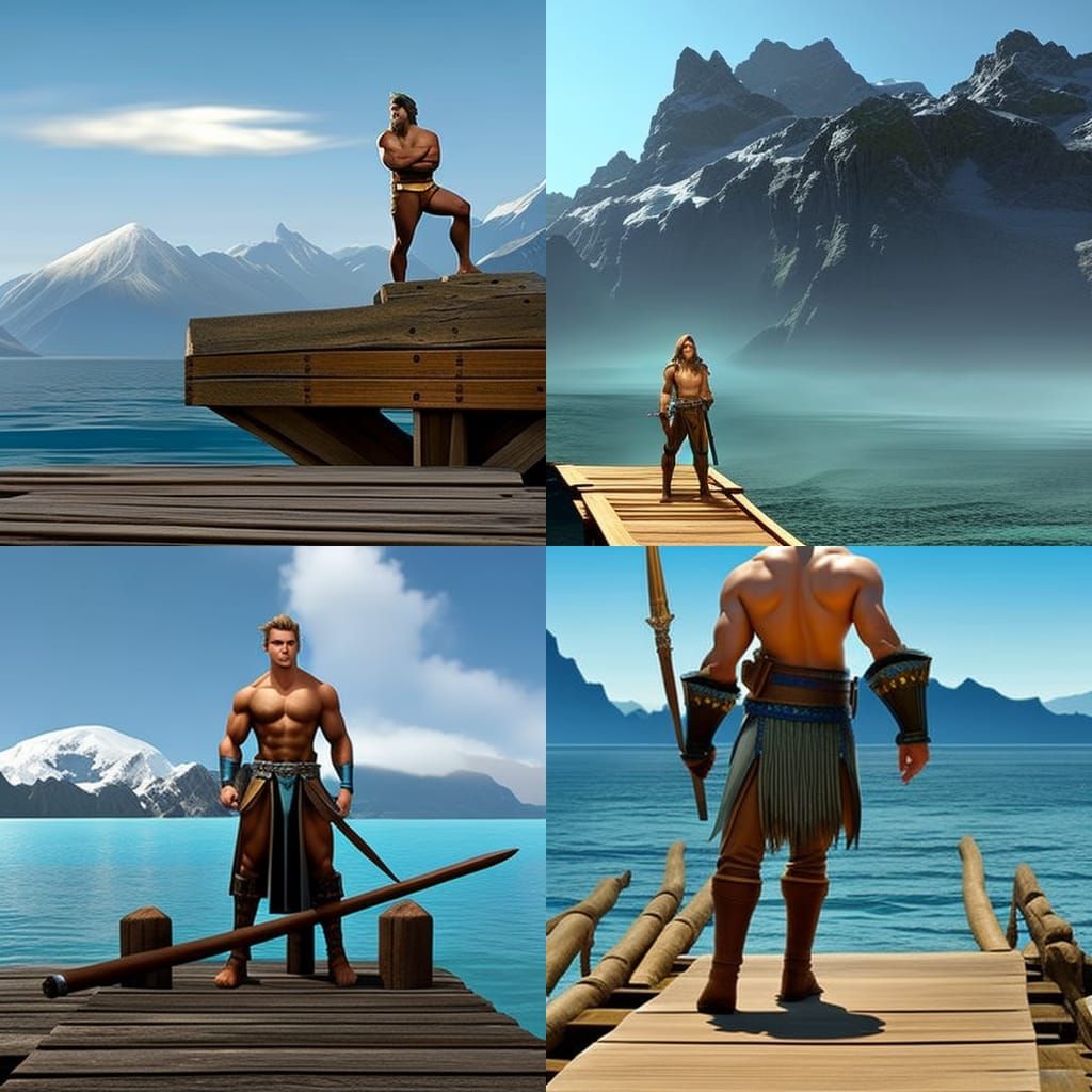 A goliath from d&d. With no beard, turquoise blue eyes, very slightly ...