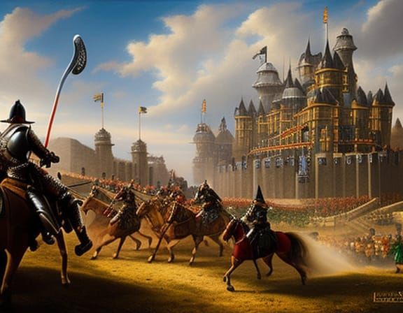 knights fighting with pretzel swords, detailed matte painting - AI ...