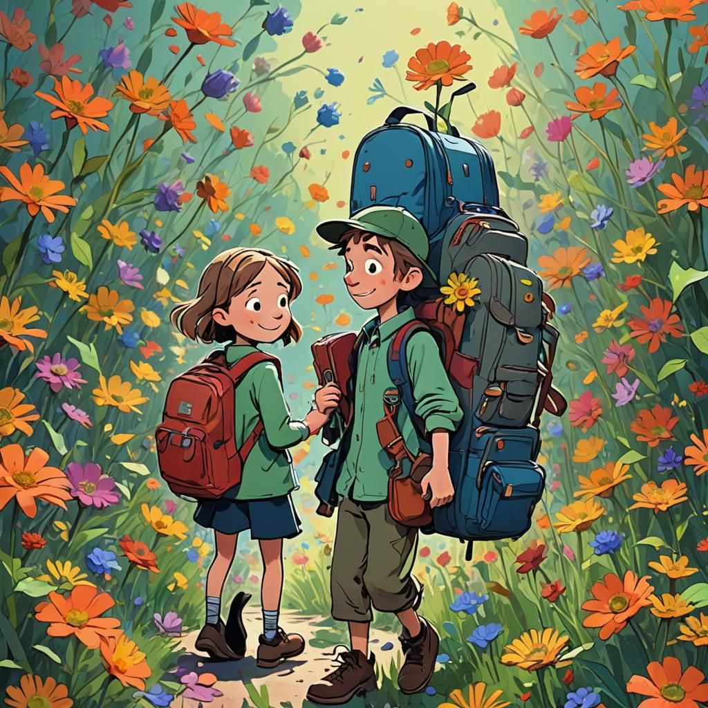 Quentin Blake girl and boy # going to school # art # school bag ...