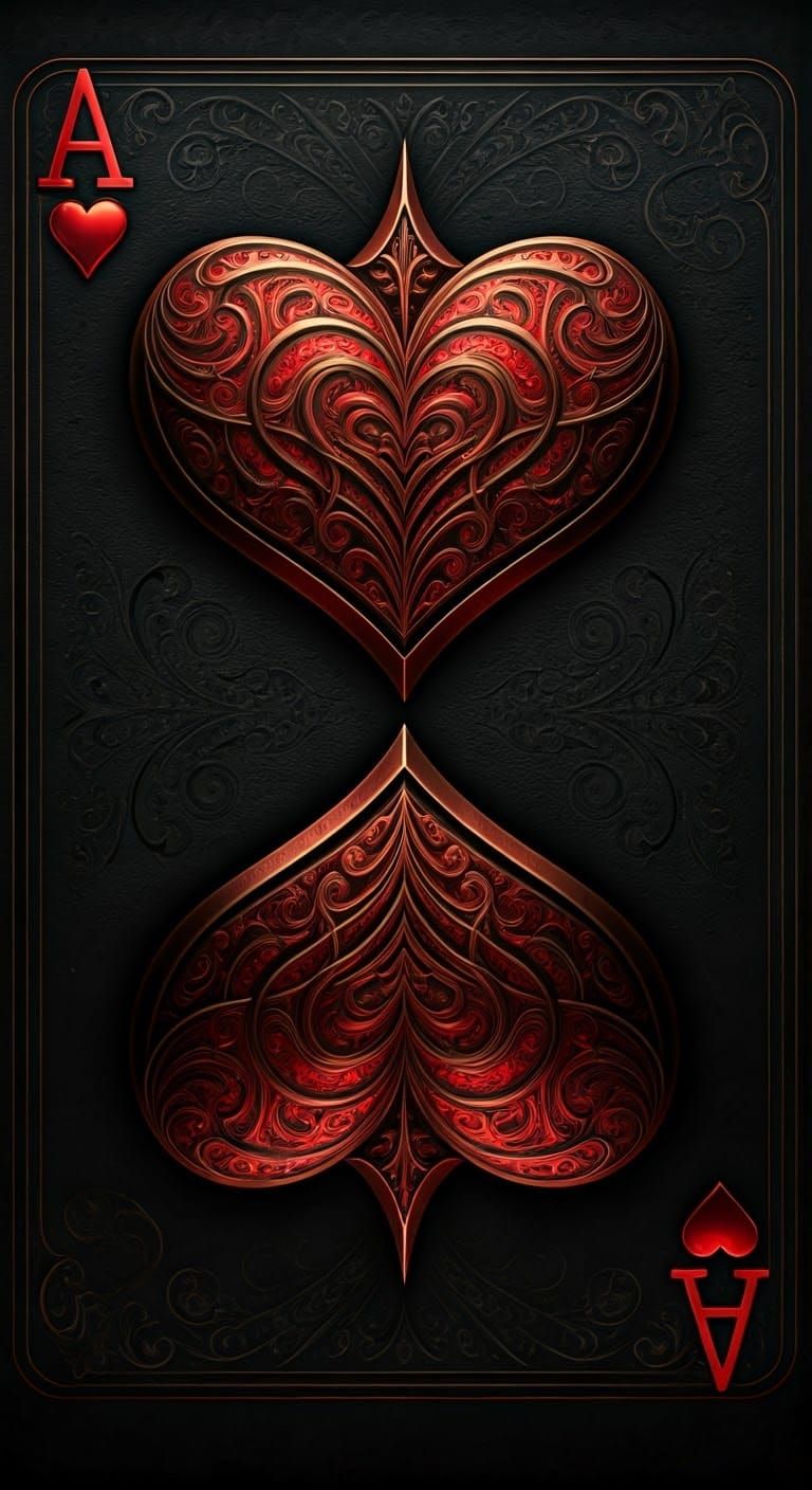 Majestic Metallic Ace of Hearts Card in Intricate ... - AI Art
